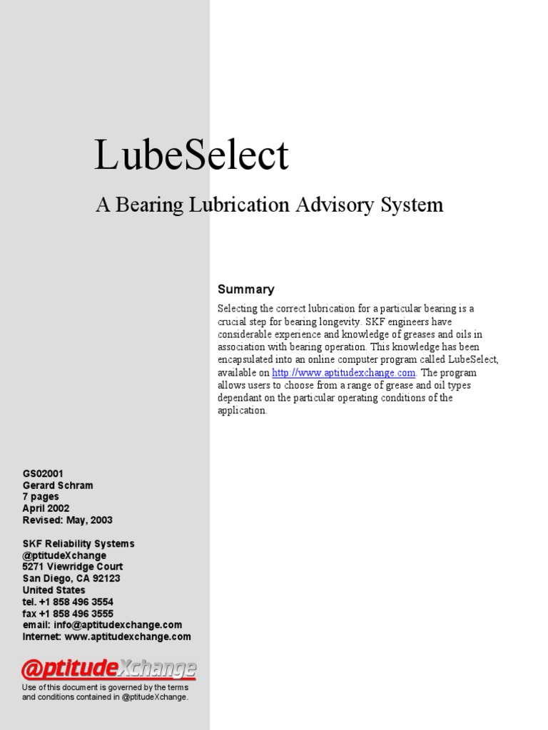 Lube Select | PDF | Bearing (Mechanical) | Lubricant
