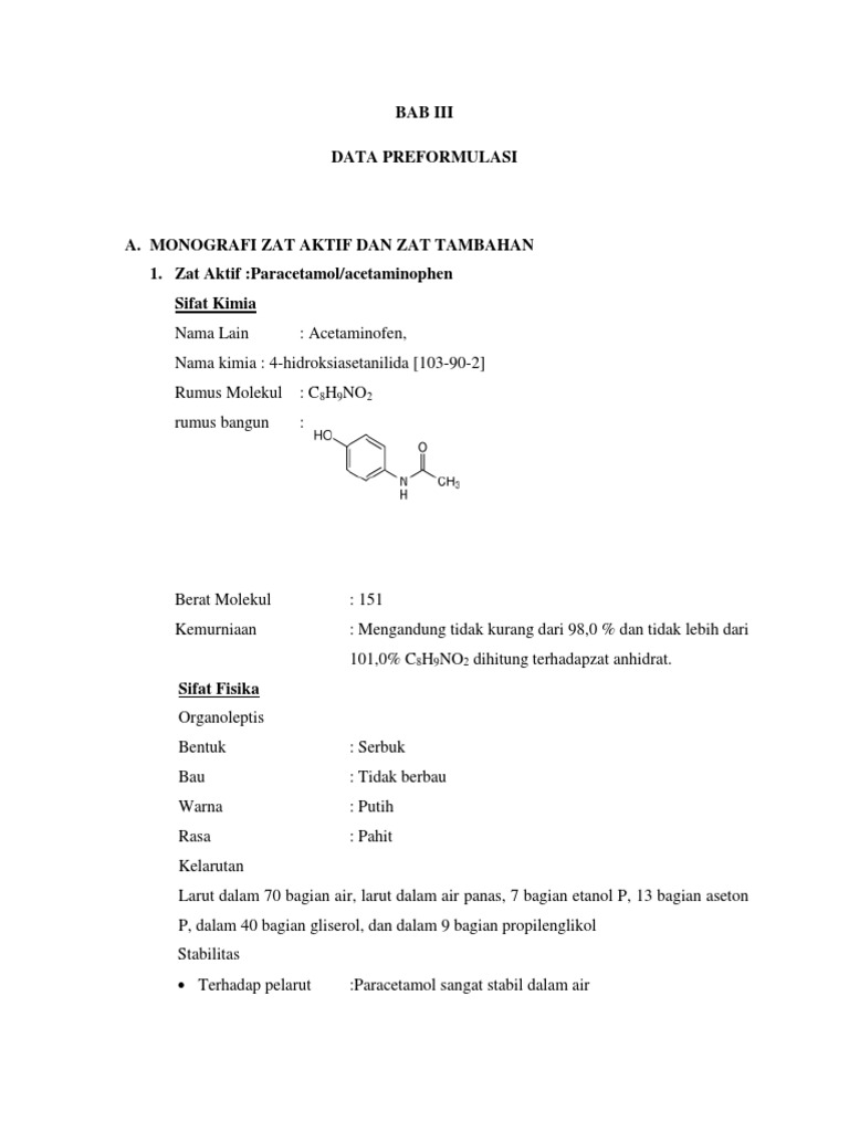BAB III Data Preformulasi | PDF