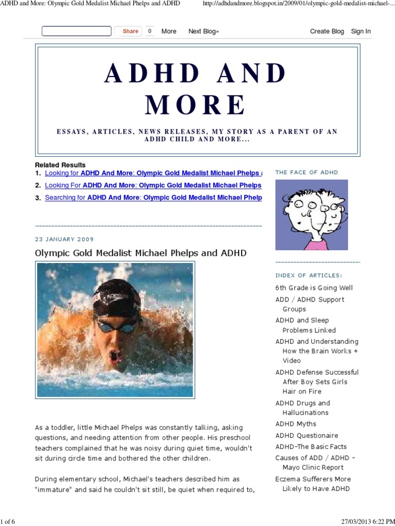 ADHD and More - Olympic Gold Medalist Michael Phelps and ADHD | PDF ...