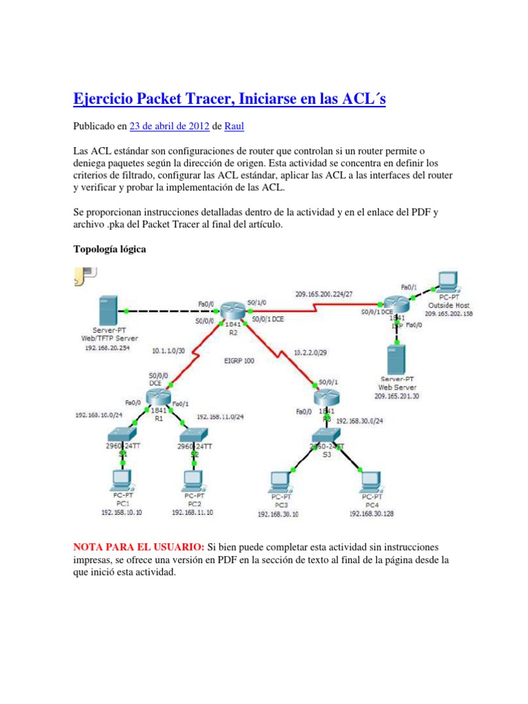 Ejemplos de Acl 2 | PDF | Enrutador (Computación) | Dirección IP