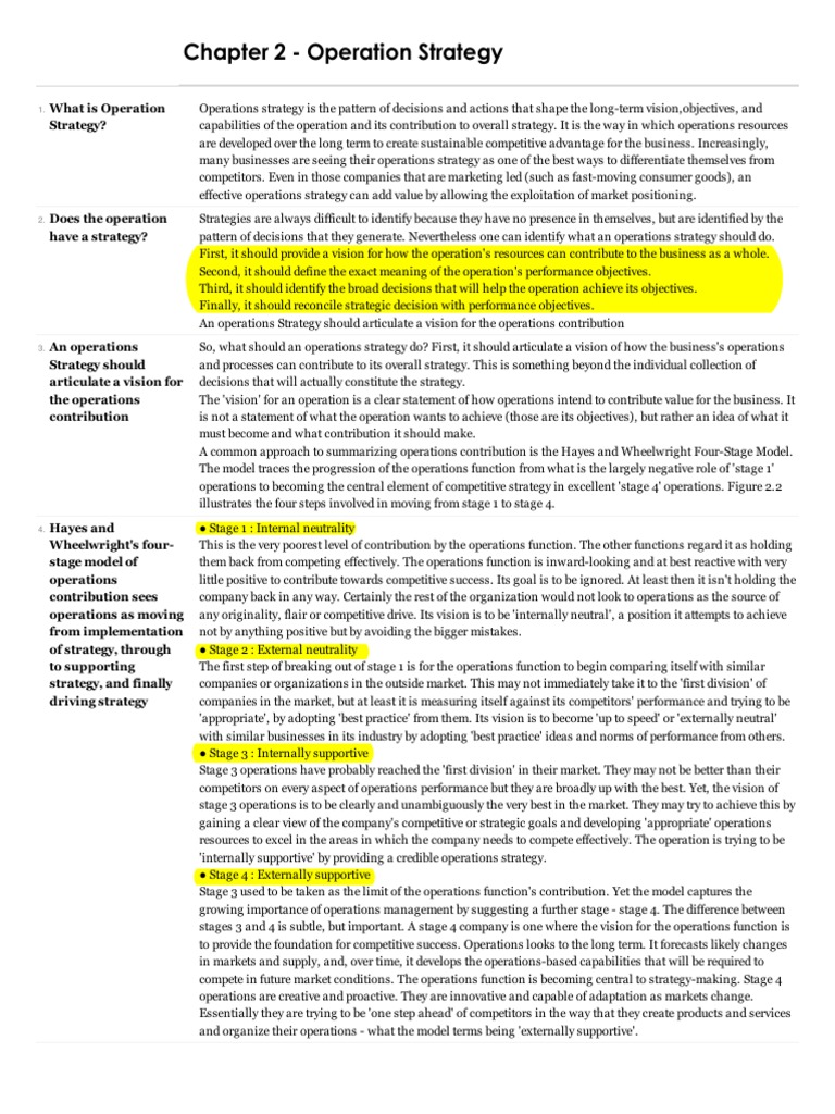 Chapter 2 - Operation Strategy | PDF | Strategic Management | Competition