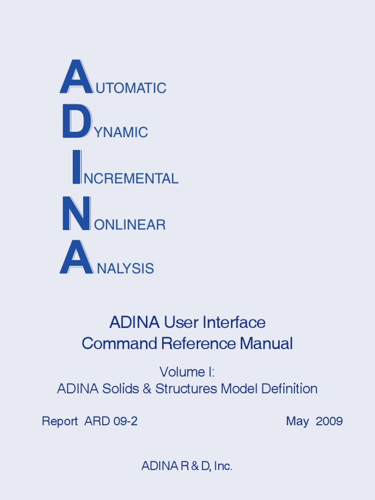 Adina Command Referece Manual | PDF | Parameter (Computer Programming) | Databases