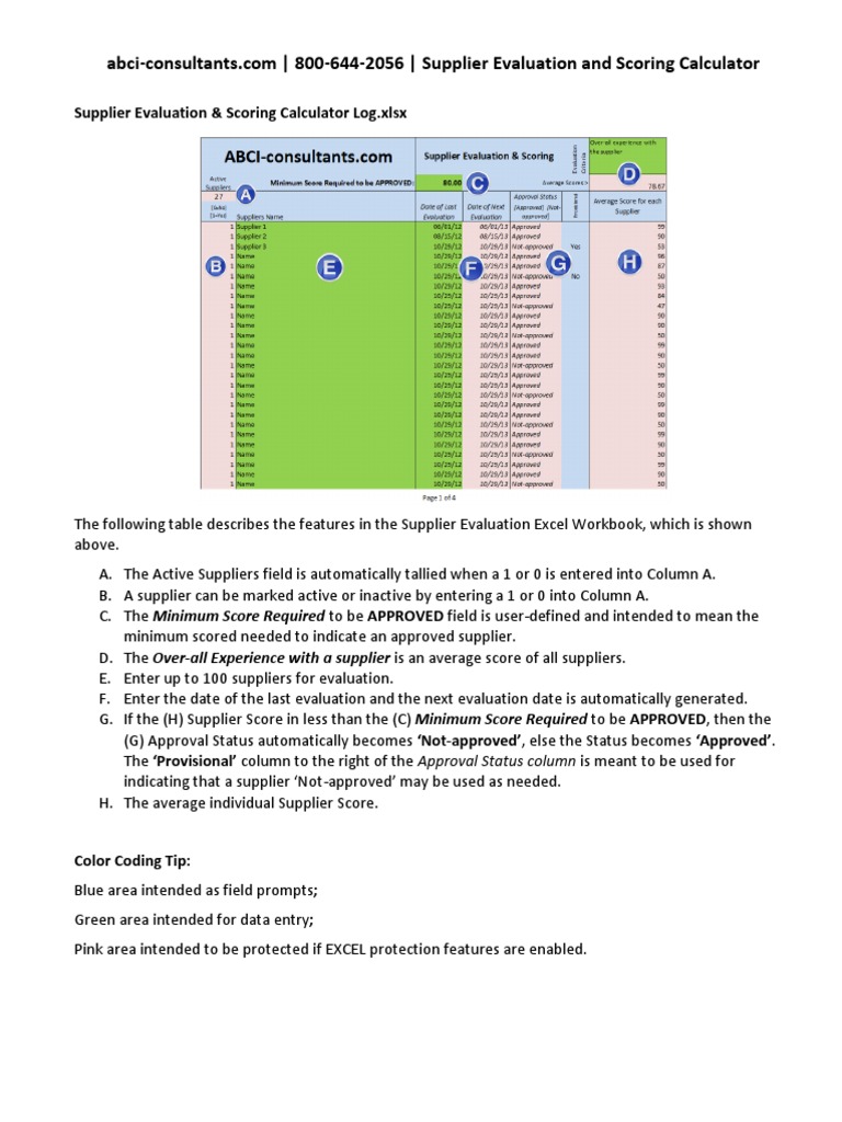 Supplier Evaluation & Scoring Calculator | PDF | Microsoft Excel ...