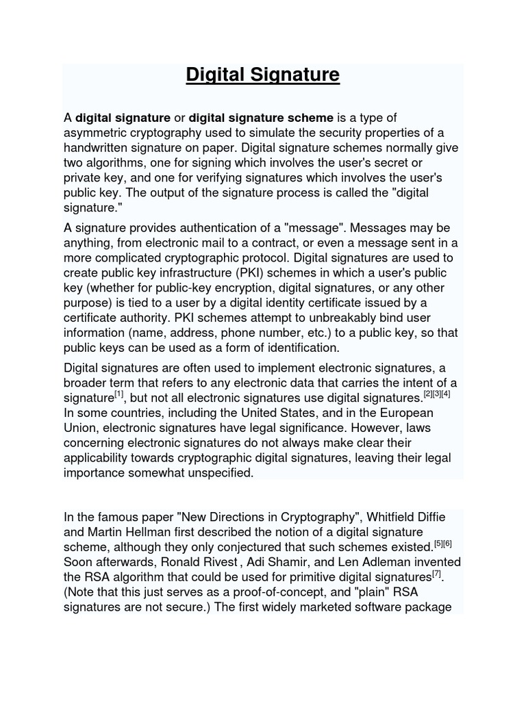 Digital Signature | PDF | Public Key Cryptography | Key (Cryptography)