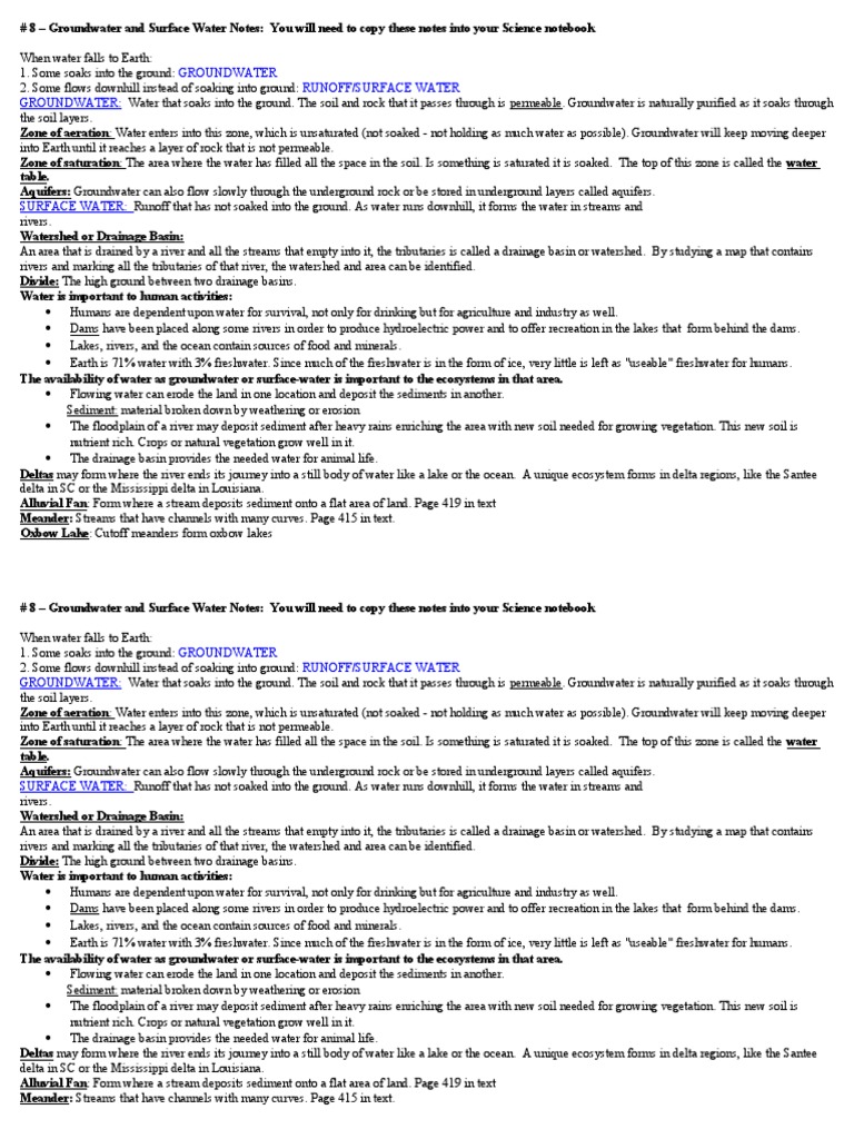 Groundwater and Surface Water Overview | PDF | Drainage Basin | Groundwater