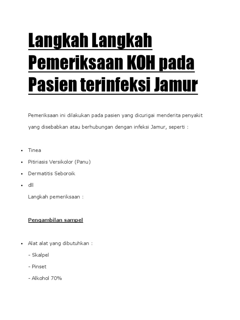 Prosedur Pemeriksaan KOH Jamur | PDF | Kesehatan Holistik | Sains ...