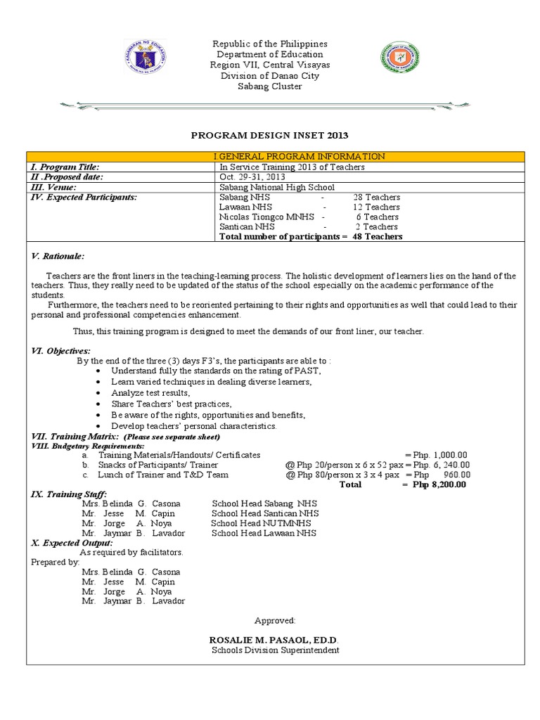 Program Design Inset 20133 | Download Free PDF | Education Theory ...