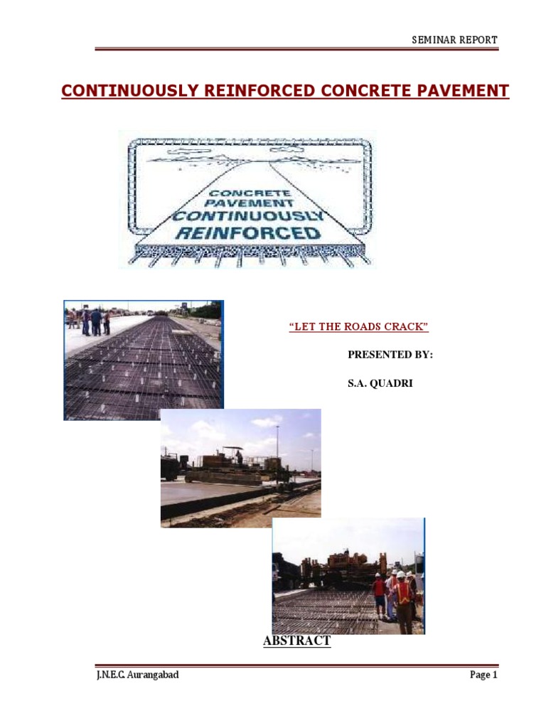Continuous Reinforced Concrete Pavement | PDF | Road Surface | Concrete