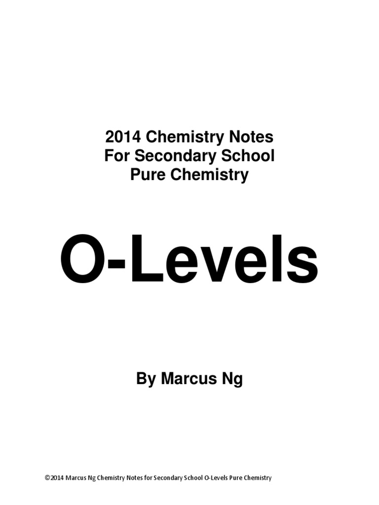 Olevels Chemistry Notes - Pure Chemistry | PDF | Mole (Unit) | Redox