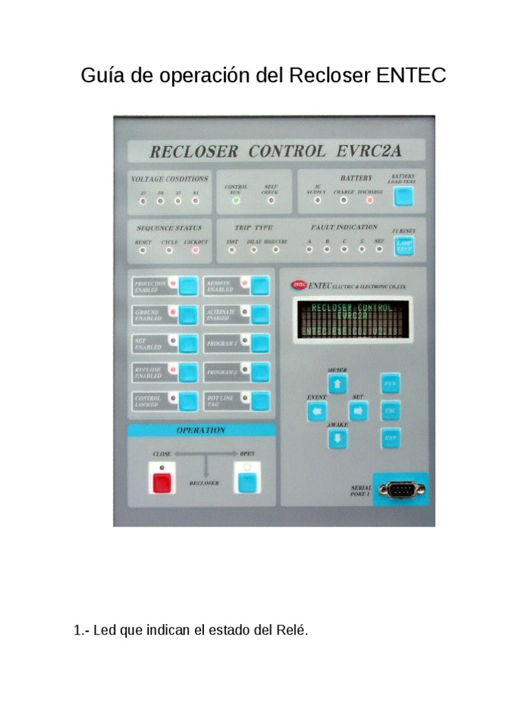 Guía de Operación Del Recloser ENTEC | PDF