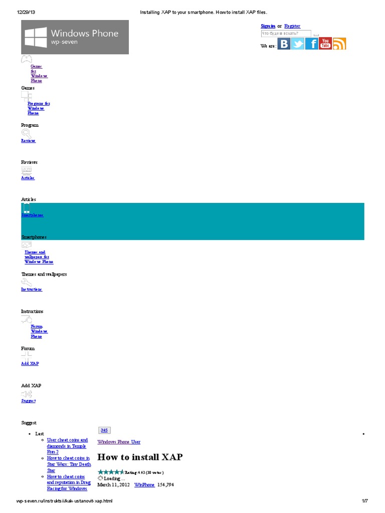 Installing XAP To Your Smartphone. How To Install XAP Files | PDF | Windows Phone | Installation ...