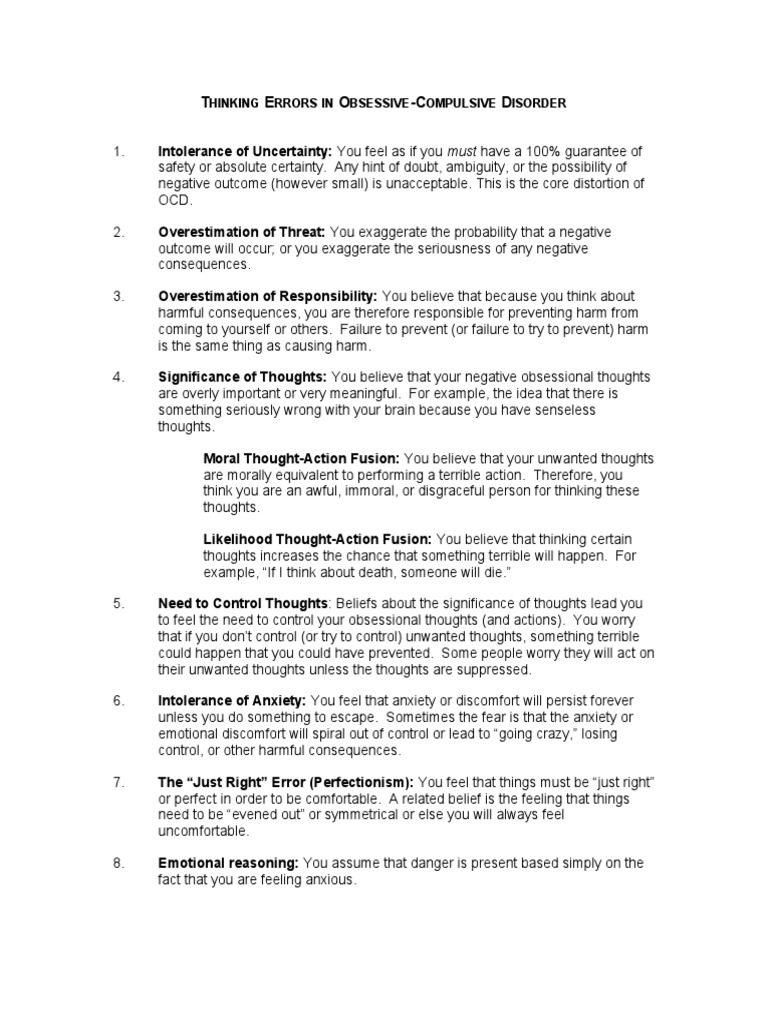 Cognitive Distortions in OCD Explained | PDF