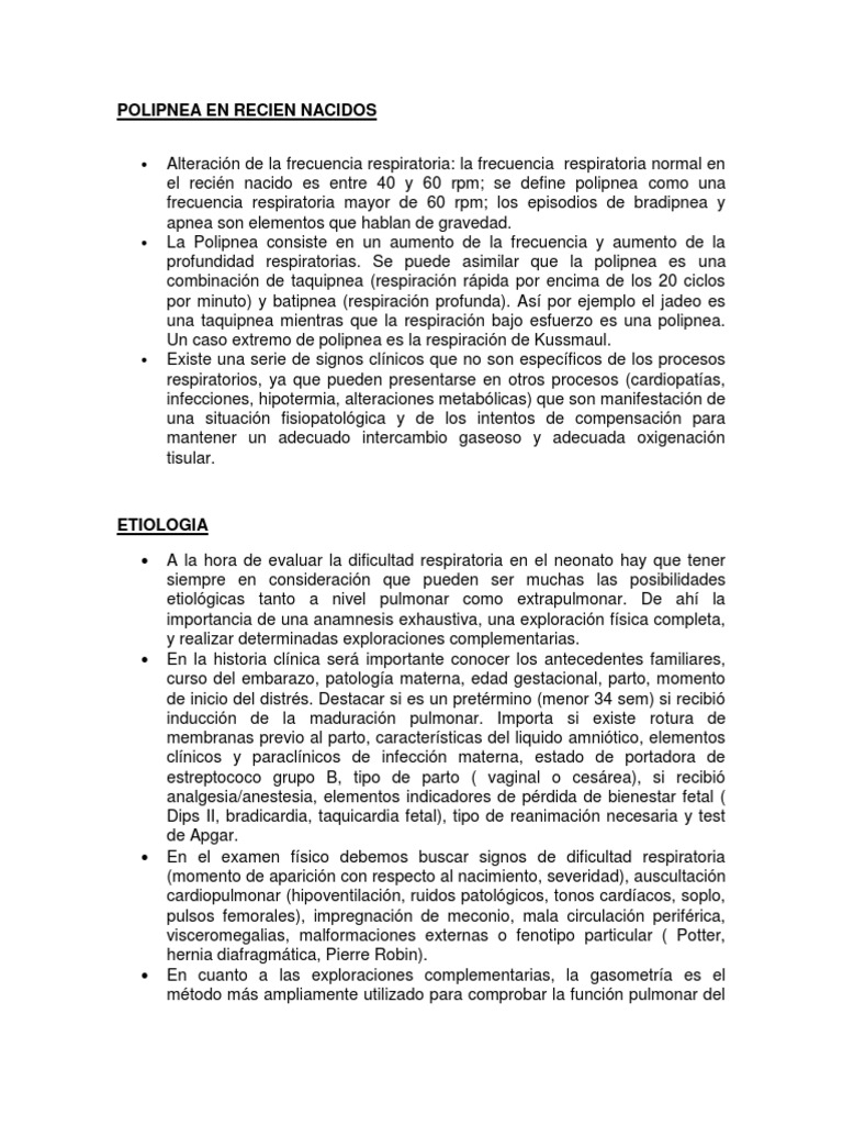 Polipnea en Recien Nacidos