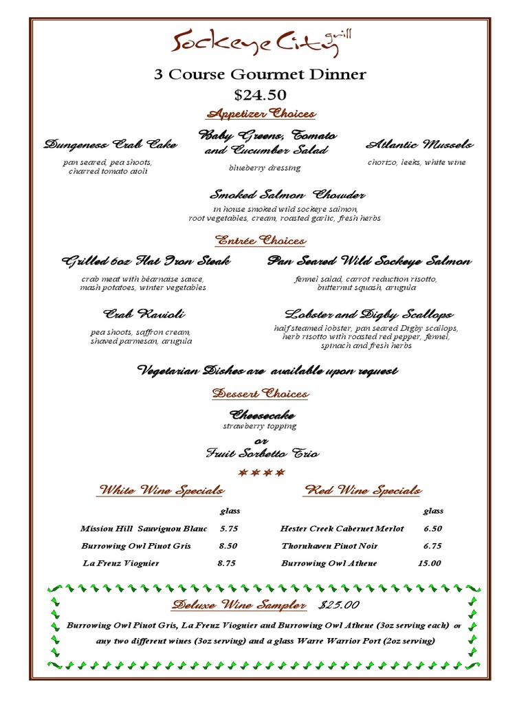 Dine Out Menu Two 2011 | PDF | Salad | Cuisine