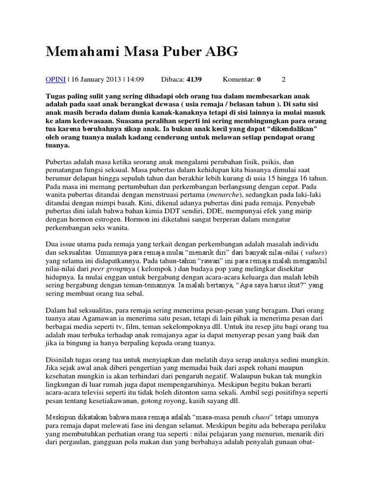 Memahami Masa Puber ABG | PDF