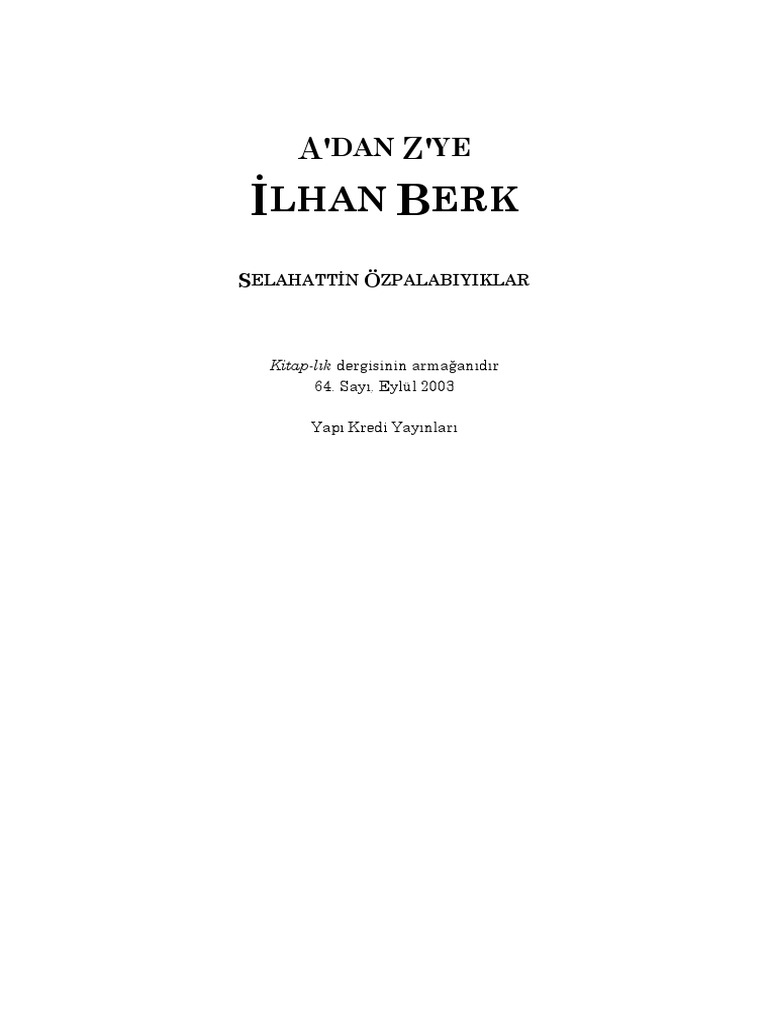 A'Dan Z'Ye Ilhan Berk | PDF