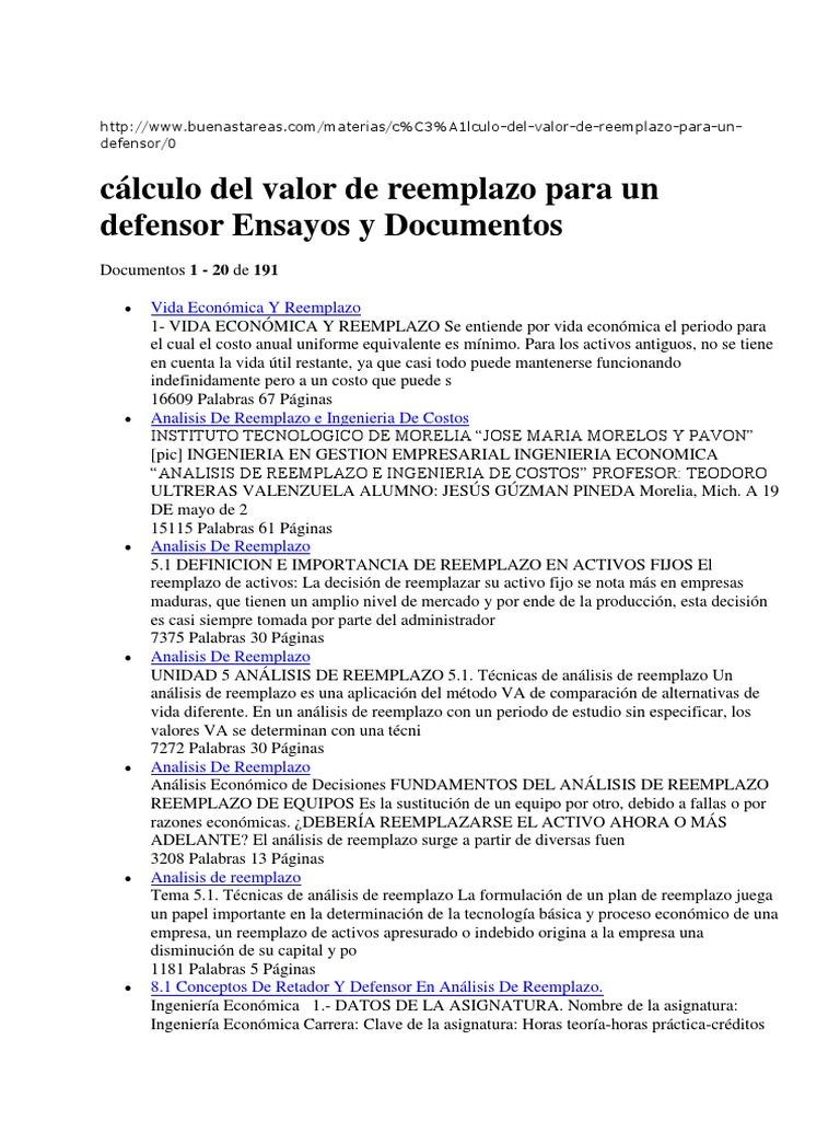 Cálculo Del Valor de Reemplazo | PDF | Depreciación | Inflación