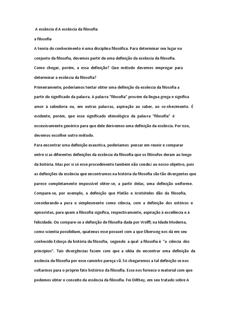 A Essência Da Essência Da Filosofia | PDF | Definição | Science