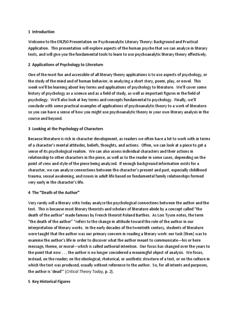 EN250 Psychoanalytic Theory Script | PDF | Id | Psychoanalysis