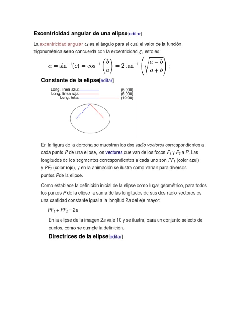 Excentricidad Angular de Una Elipse | PDF | Ciencia y matemáticas