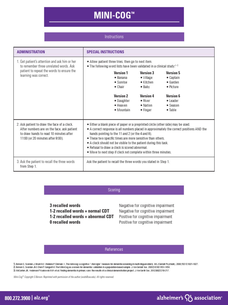 Mini Cog | PDF | Self-Improvement | Science & Mathematics