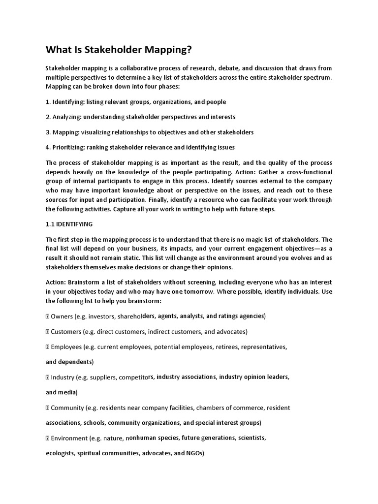Stakeholder Mapping | PDF | Stakeholder (Corporate) | Brainstorming