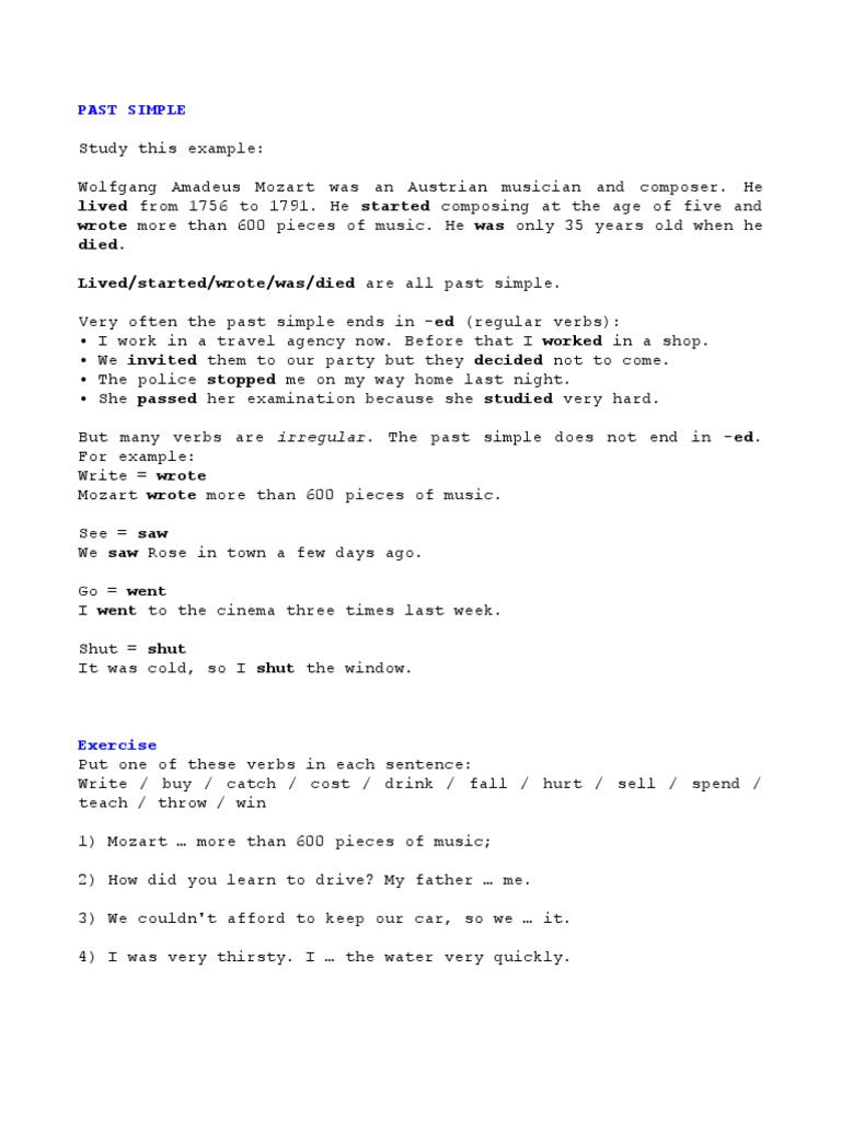 Past Simple | PDF