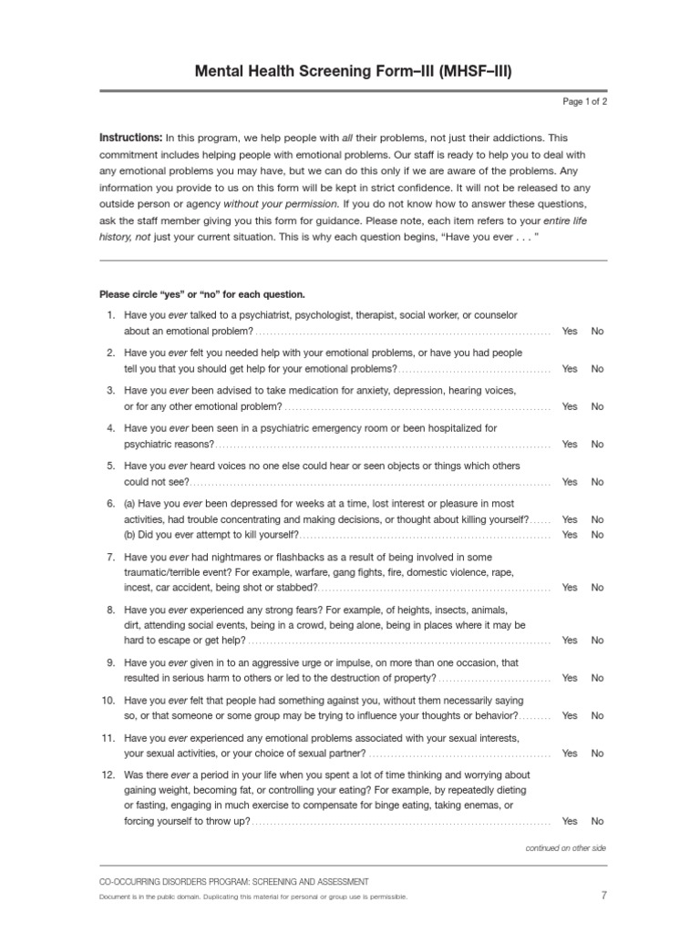 MHSF-III | Mental And Behavioural Disorders | Mental Health