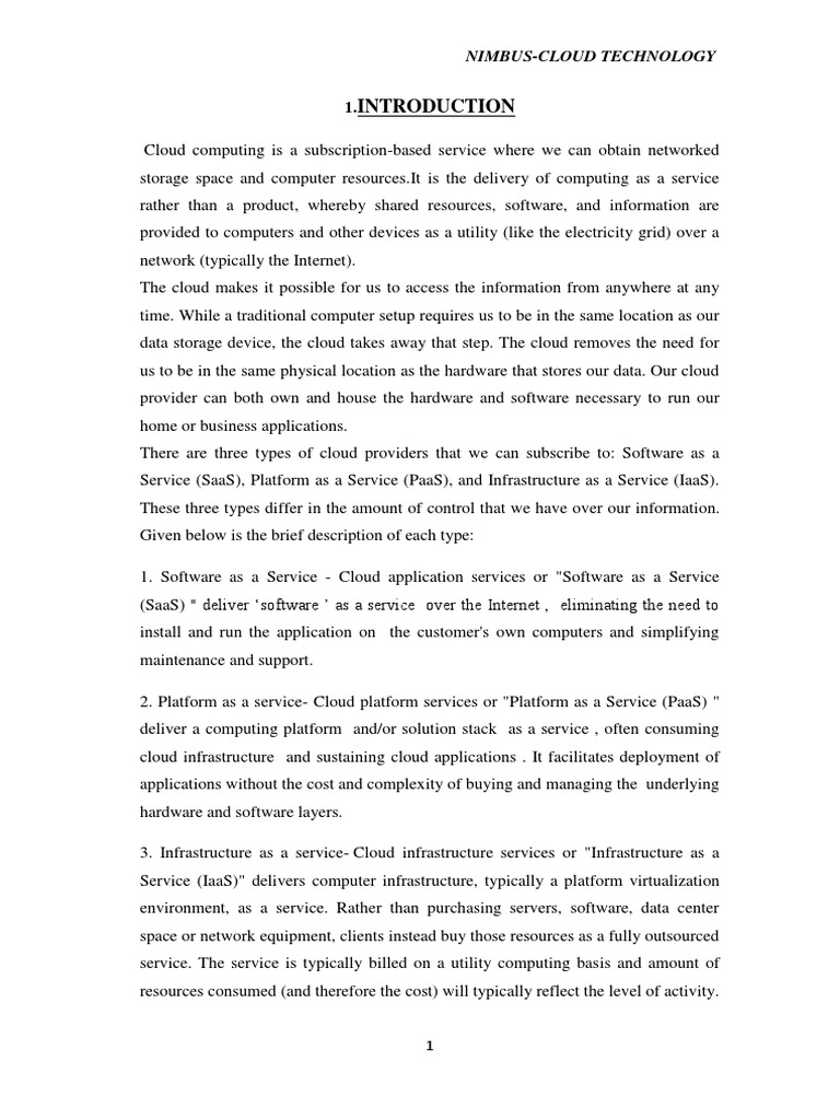 Nimbus Cloud Technology | PDF | Software As A Service | Cloud Computing