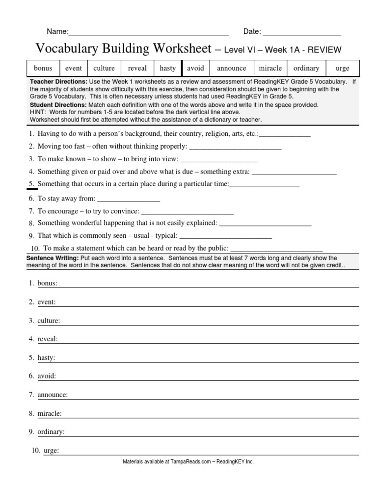 Vocabulary Worksheet Good | PDF | Vocabulary | Definition