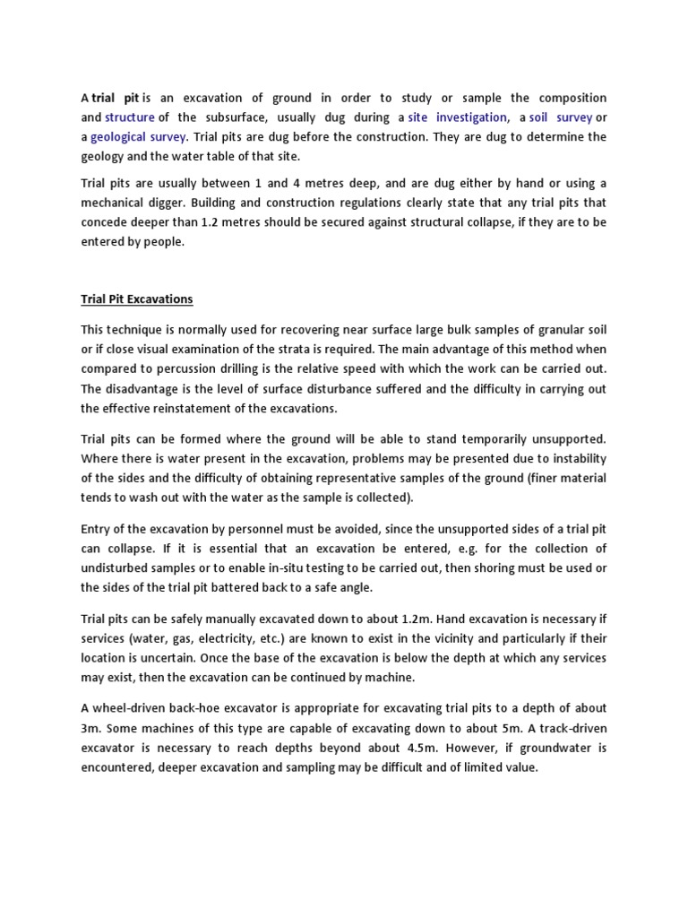 Trial Pits | PDF | Excavation (Archaeology) | Water