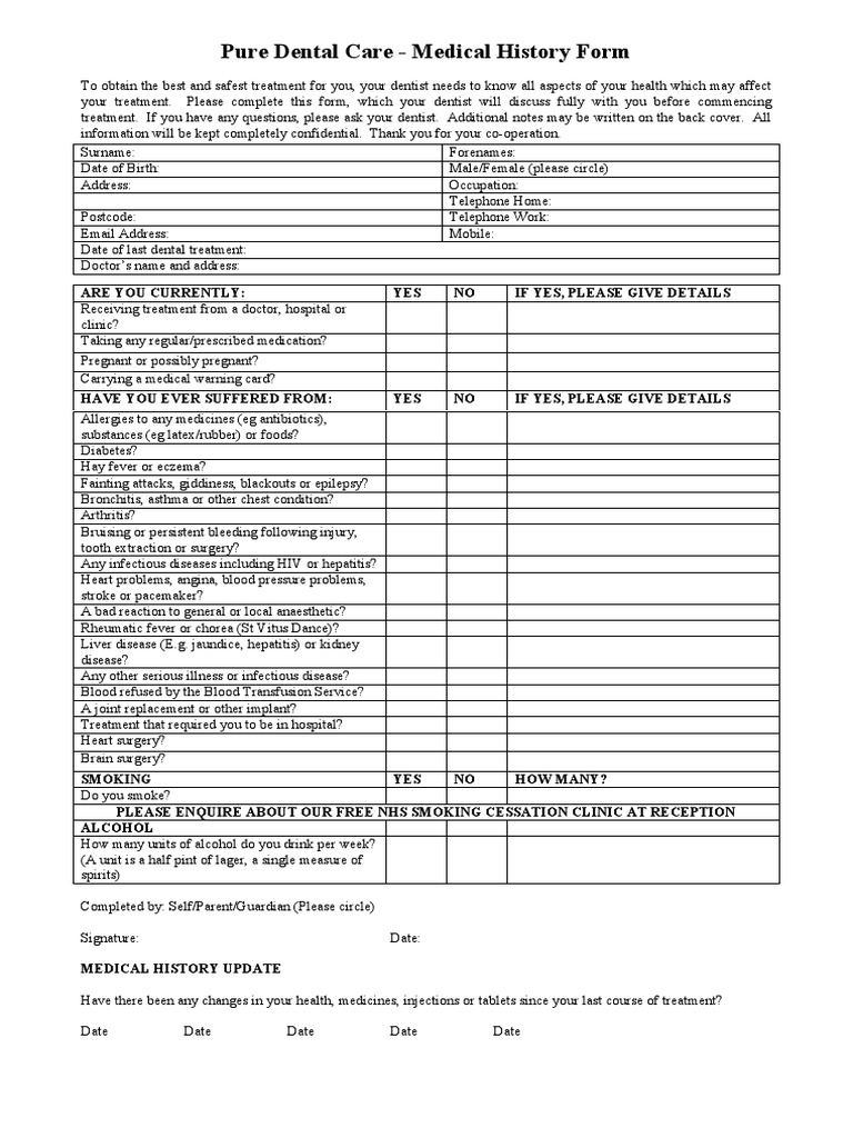Medical History Form | PDF