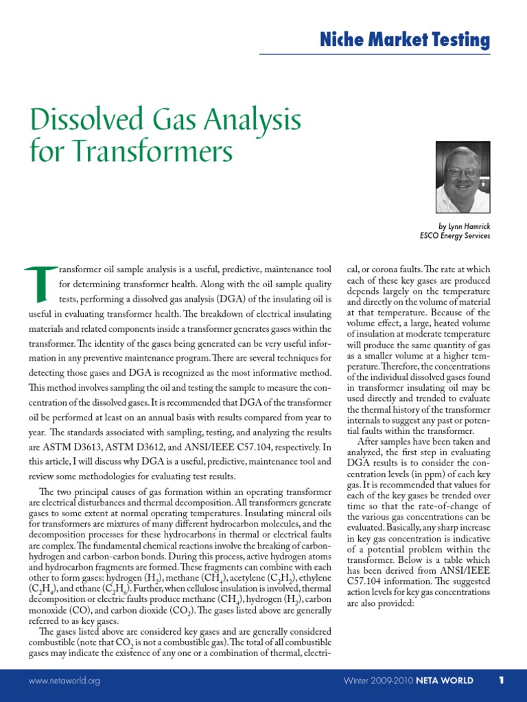 Dissolved Gas Analysis For Transformers | PDF | Technology & Engineering