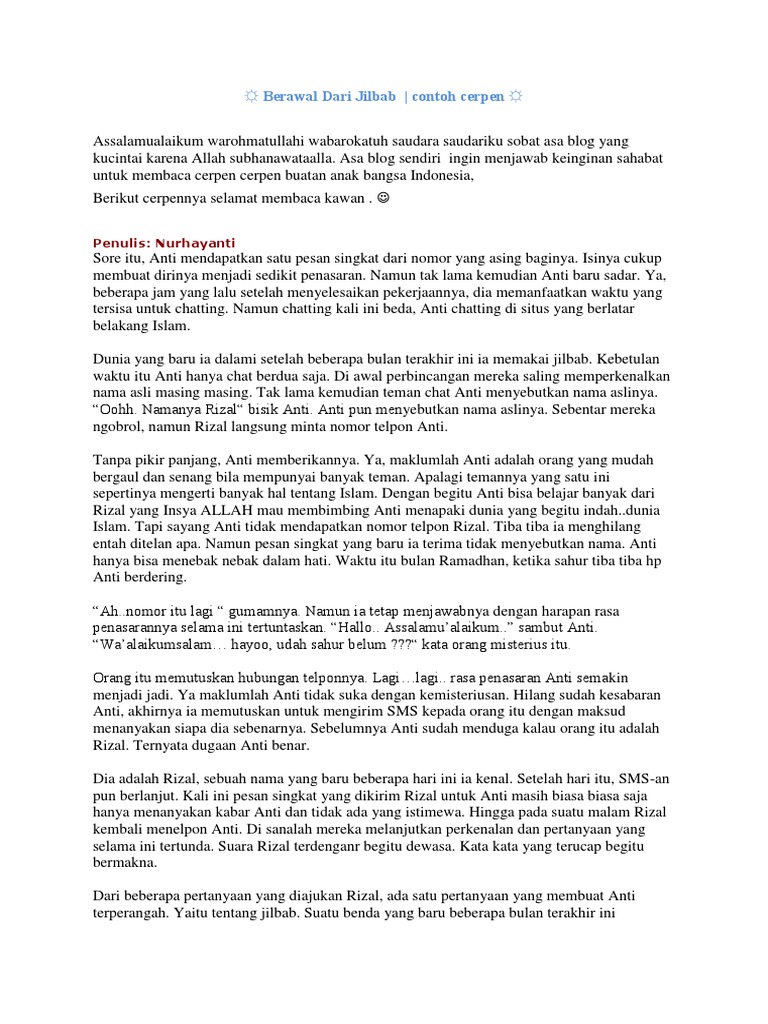 Contoh Cerpen Bertema Religi | PDF