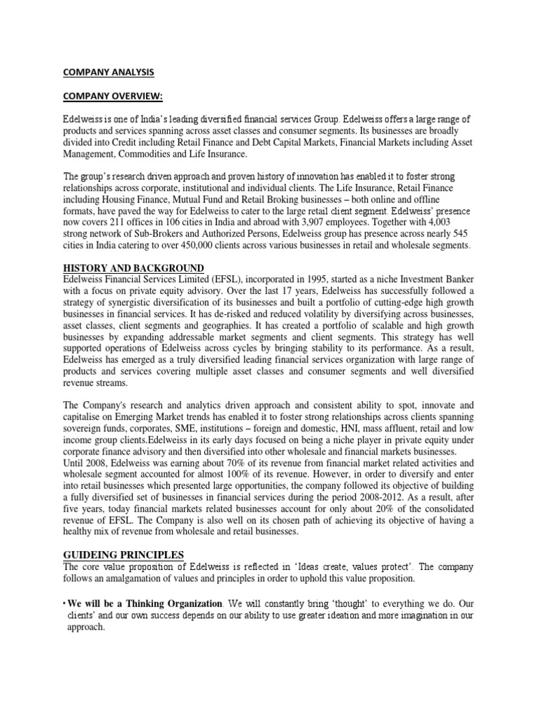 Edelweiss Investment Analysis Overview | PDF | Diversification (Finance ...