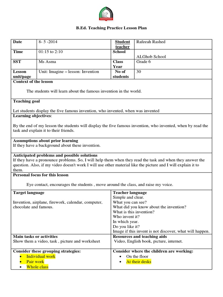 Lesson Plane 8 | PDF | Lesson Plan | Education Theory