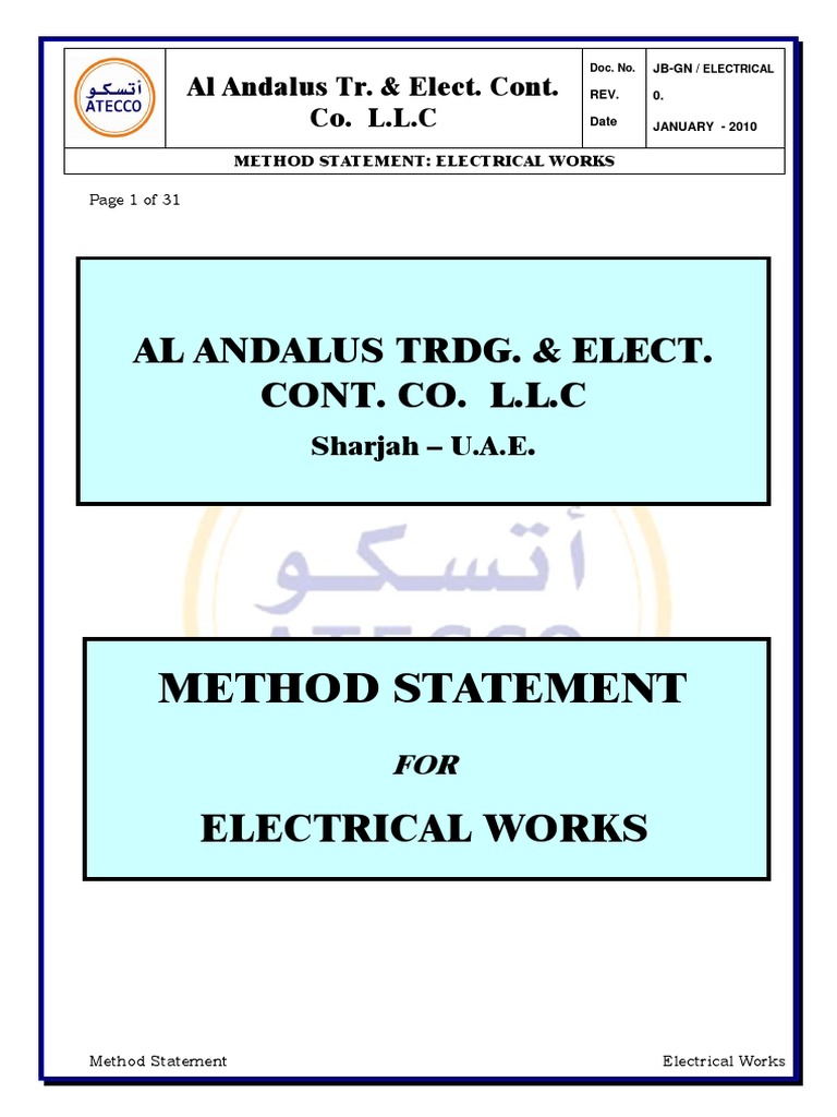 Method-Statement For Electrical Installation | PDF