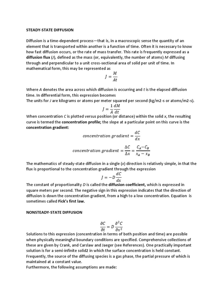Steady-State Diffusion | PDF | Diffusion | Concentration