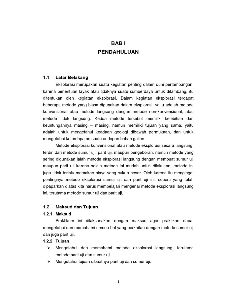 Laporan Awal Parit Uji & Sumur Uji | PDF
