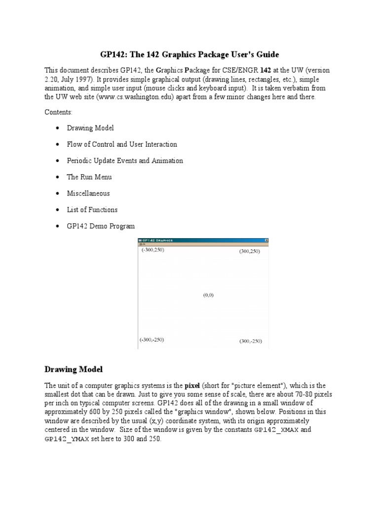 An Introduction to GP142: A Graphics Package for CSE/ENG 142 | PDF | Computer Graphics | Areas ...