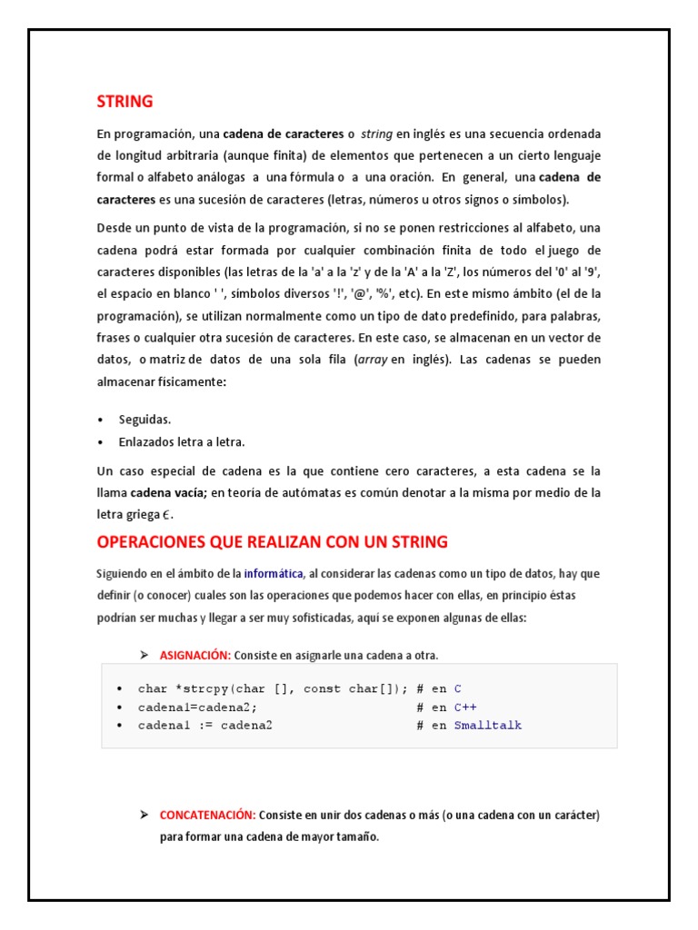 String | PDF | Cadena (informática) | Lenguaje de programación