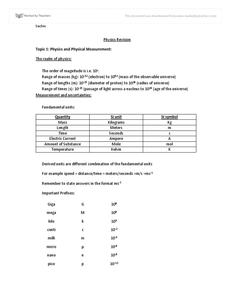 HL Physics Revision Notes | PDF | Neutron | Atomic Nucleus
