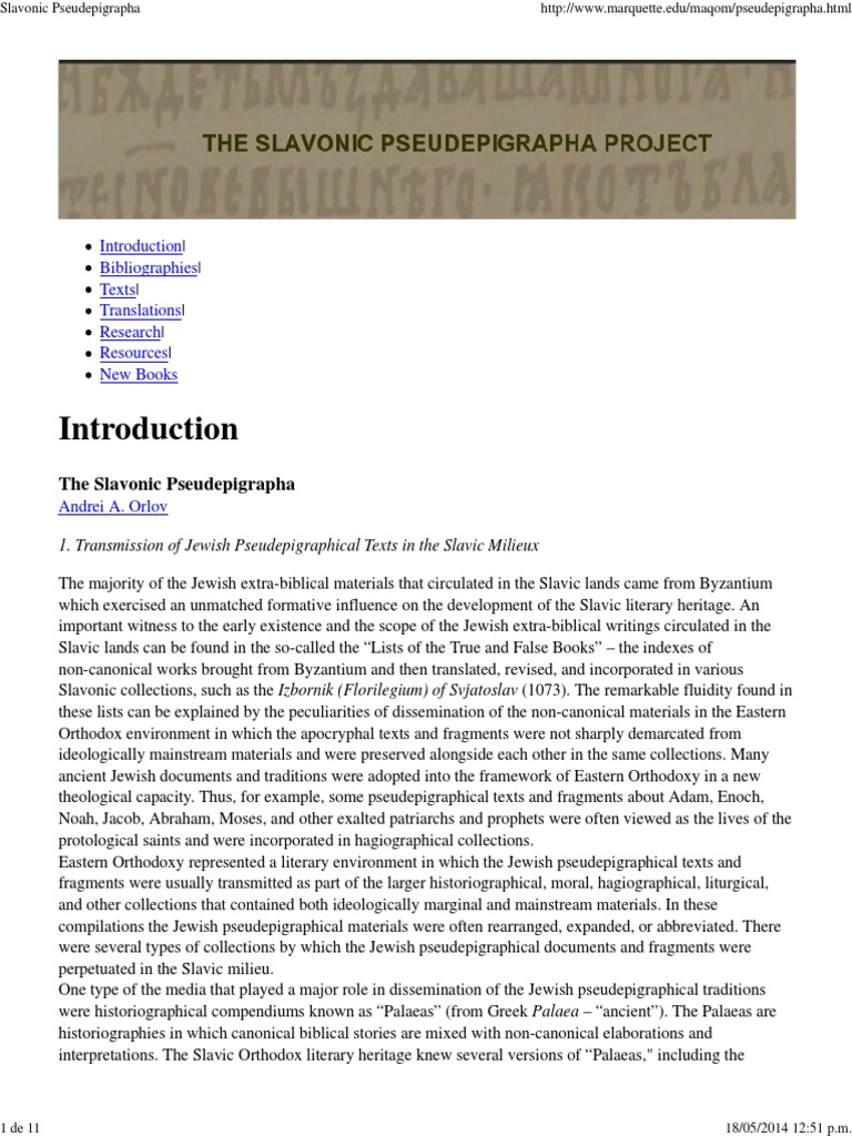 Slavonic Pseudepigrapha PDF | PDF | Bible | Satan