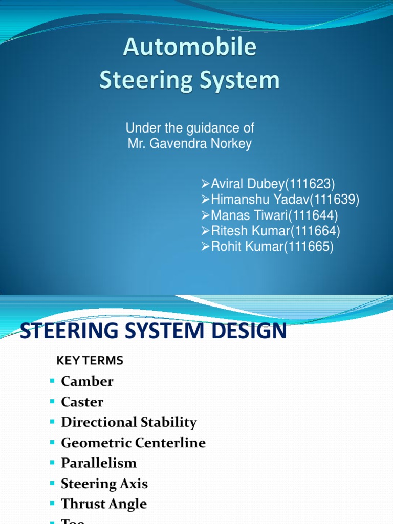 STEERING SYSTEM DESIGN KEY TERMS AND TYPES | PDF | Steering | Gear