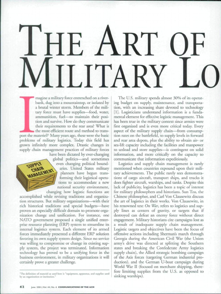 The Art of Military Logistics | PDF | Logistics | Supply Chain Management