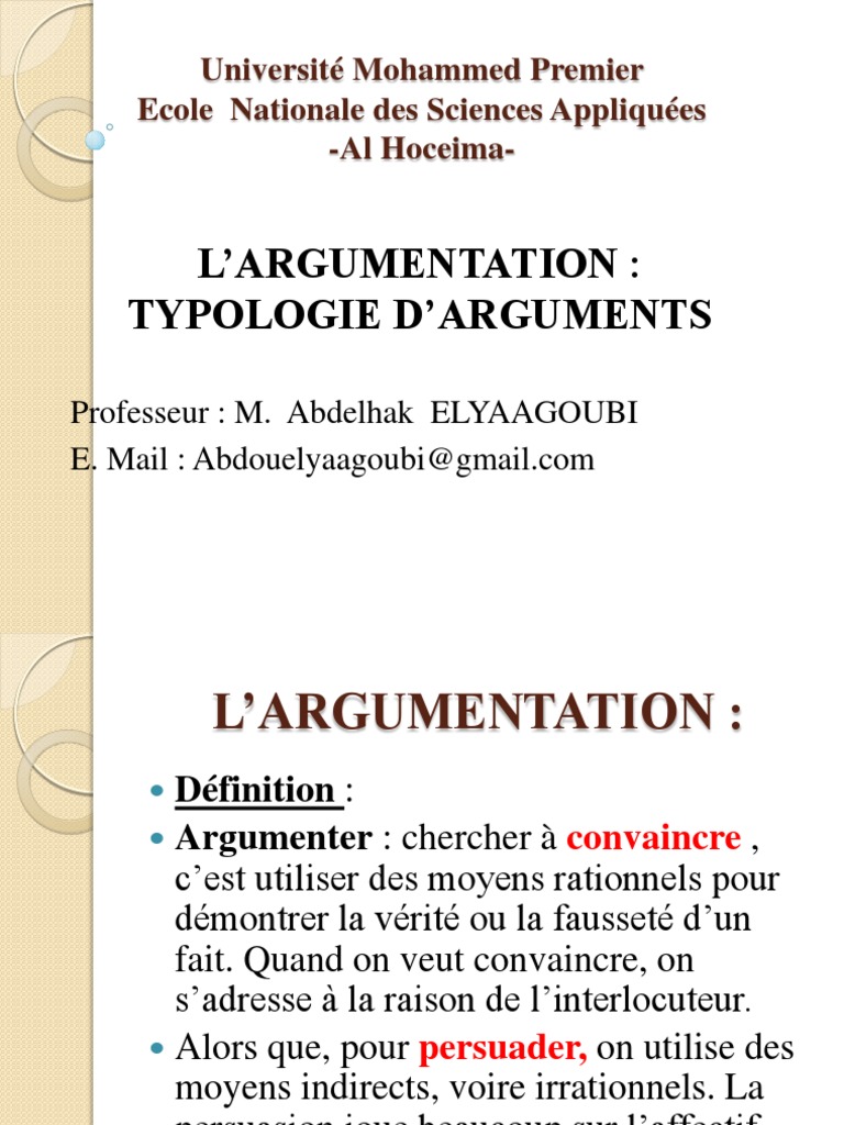 Typologie des arguments en argumentation | PDF | Argumentation | Vérité