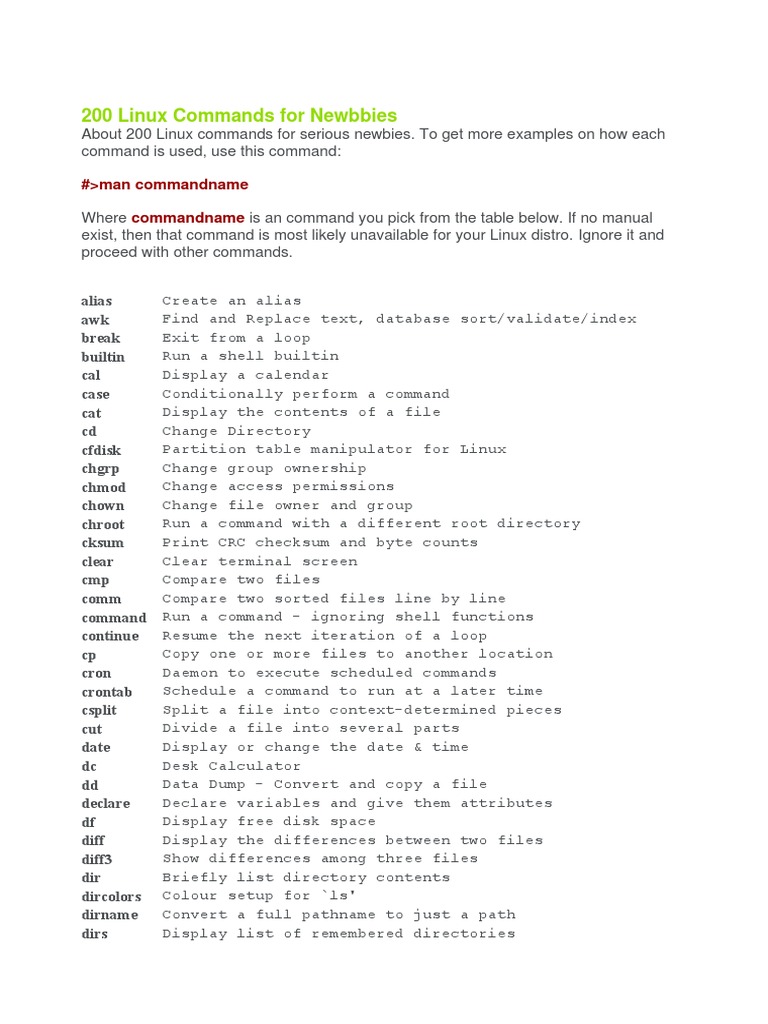 200 Linux Commands For Newbbies | PDF | Computer File | Data