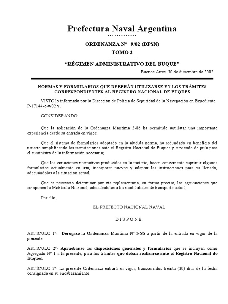 Registro de Buques PFA - Instructivo y Formularios | Barcos | Buques