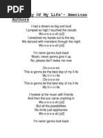 Best Day of My Life Lyrics | PDF | Language Arts & Discipline | Poetry