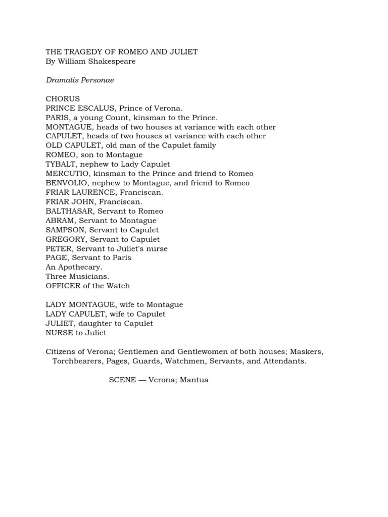 Romeo and Juliet by William Shakespeare | PDF